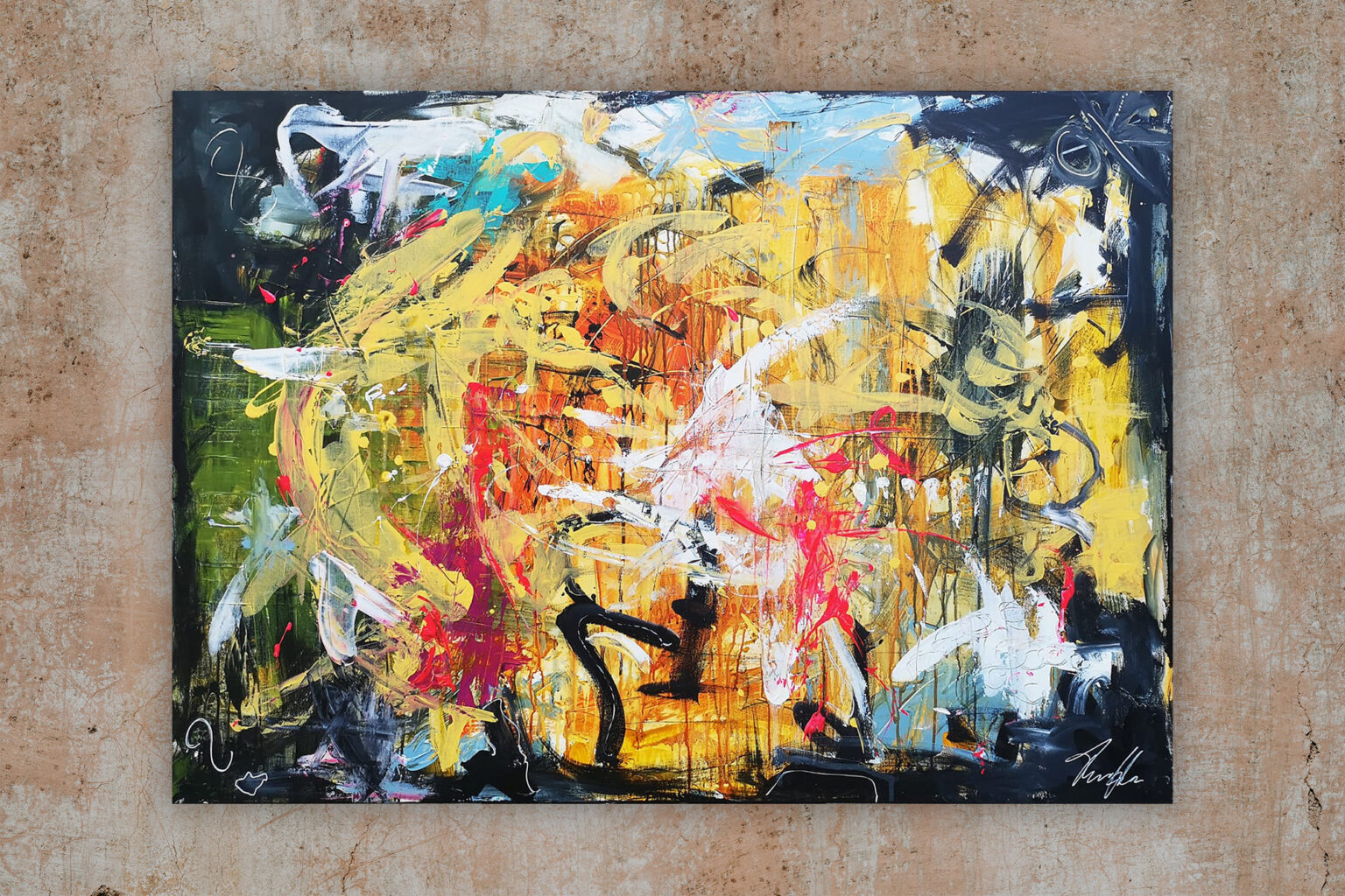 "Tilbage om en time-ish" - stort abstrakt maleri af Thomas Jacobsen