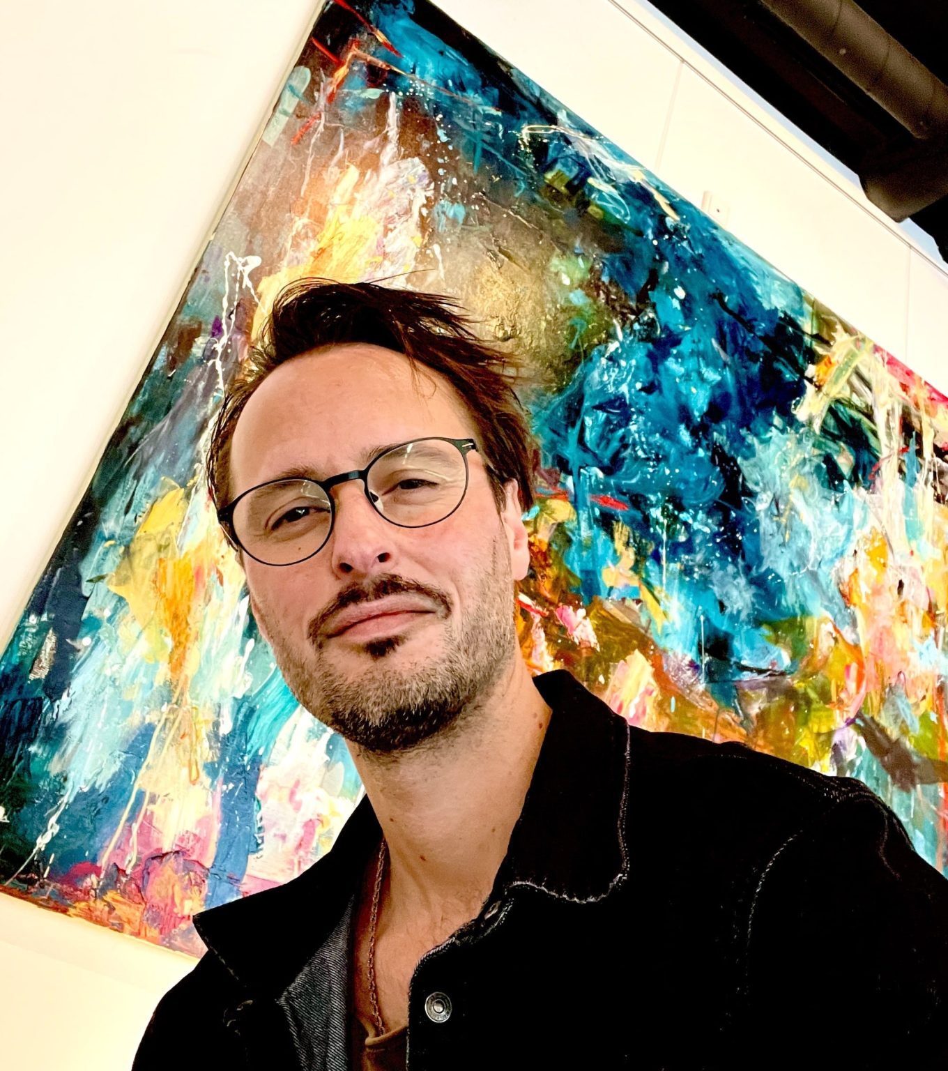 "Tilbage om en time-ish" - stort abstrakt maleri af Thomas Jacobsen